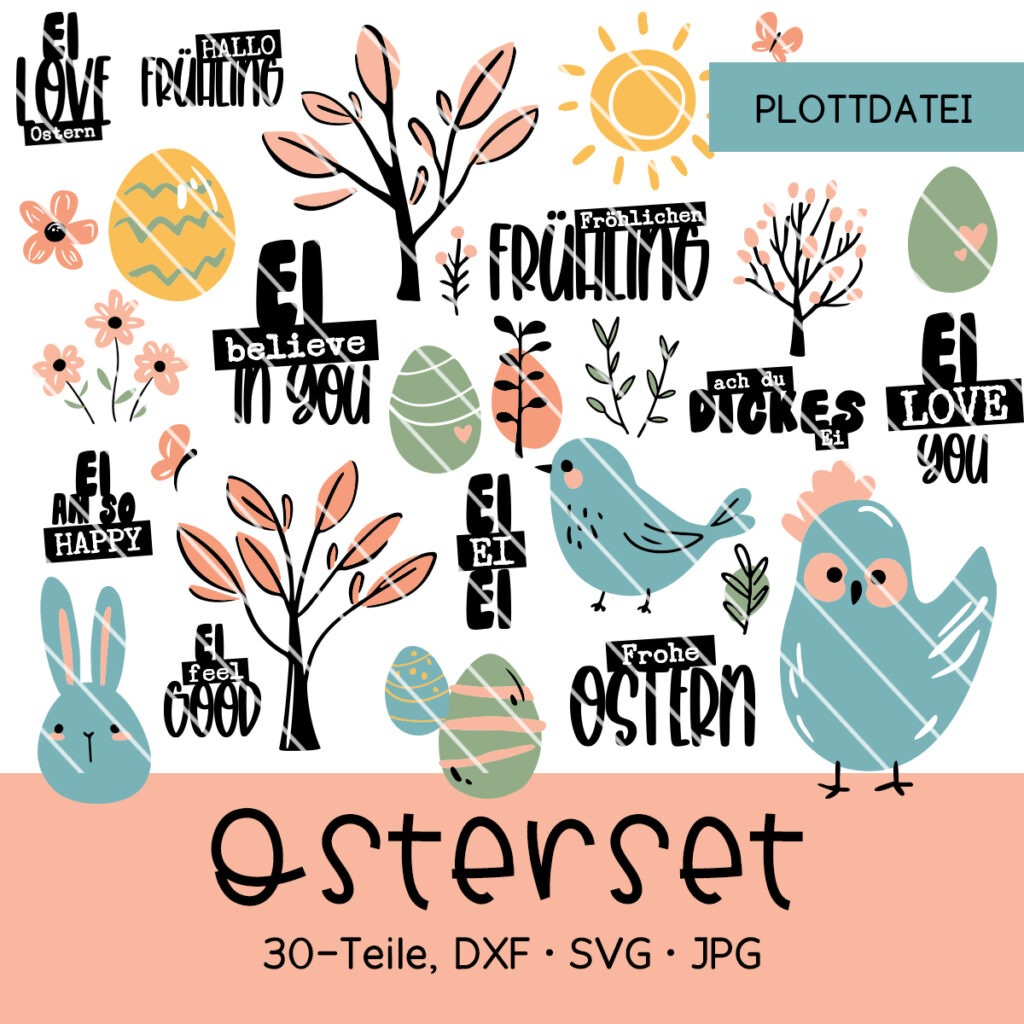 Plotterdatei Osterset – 30teilig – Oma Plott